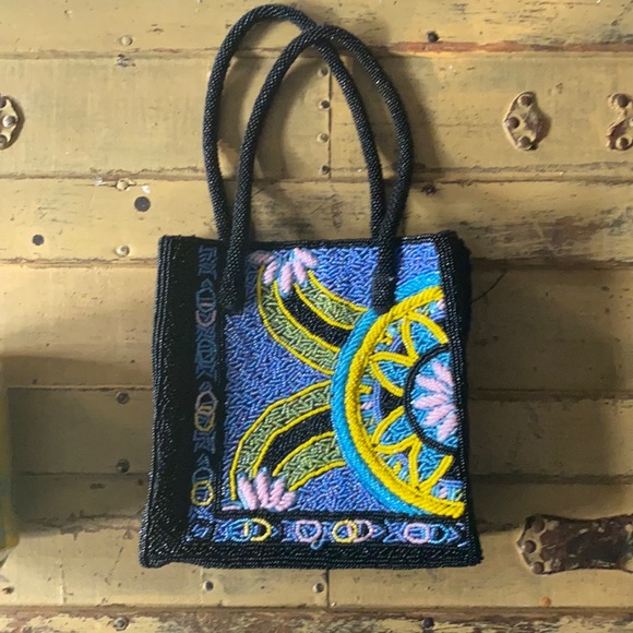 Vintage | Bags | Vintage Beaded Mini Bag Hand Bag Hand Beaded Shoulder ...